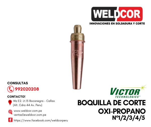 1-GPN BOQUILLA DE CORTE OXIPROPANO MARCA VICTOR – Weldcor