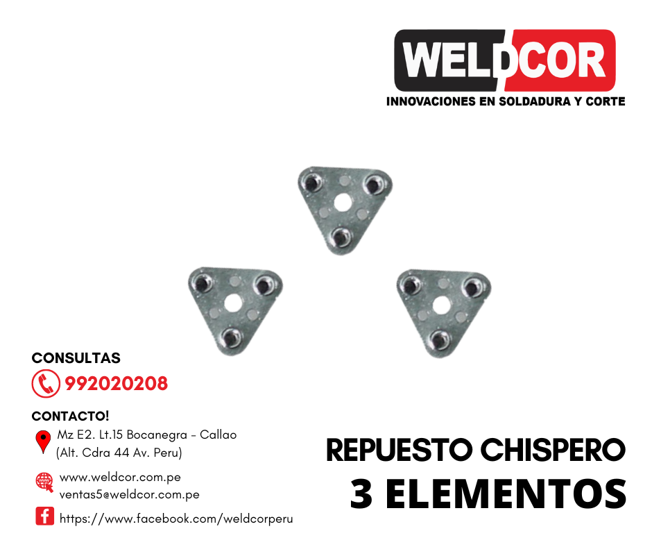 26-LT REPUESTO DE CHISPERO DE 3 ELEMENTOS – Weldcor