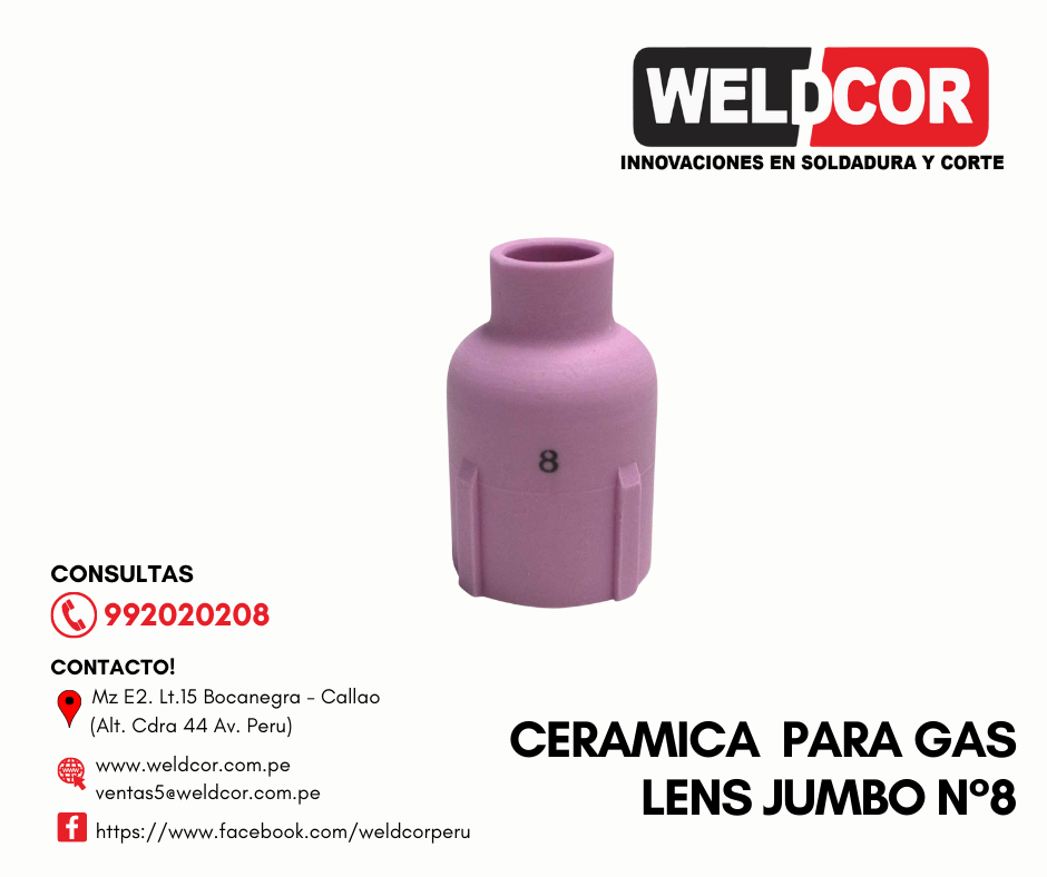 57N74 CERAMICA PARA GAS LENS JUMBO N°8 – Weldcor