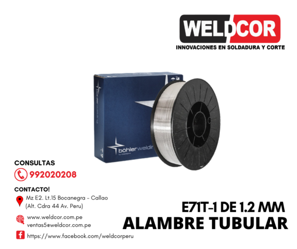 E71T1C-1M-12 ALAMBRE TUBULAR BOEHLER – Weldcor
