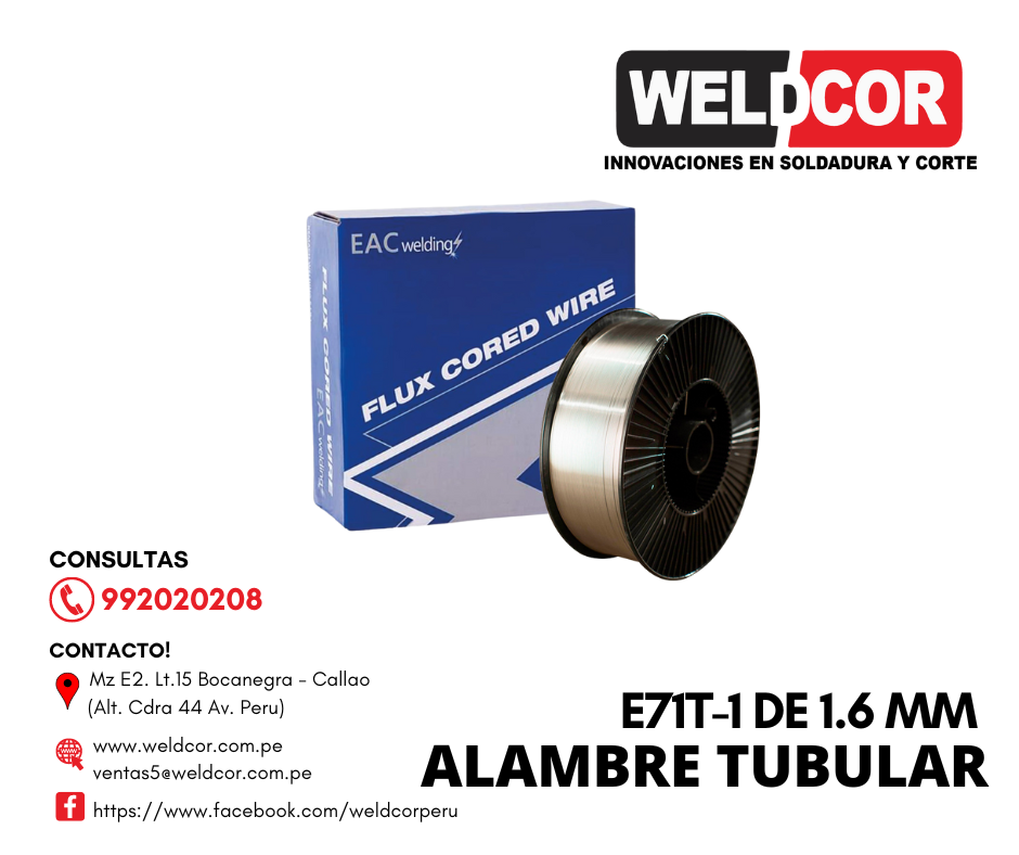 E71T1C-1M-16 ALAMBRE TUBULAR EAC WELDING – Weldcor